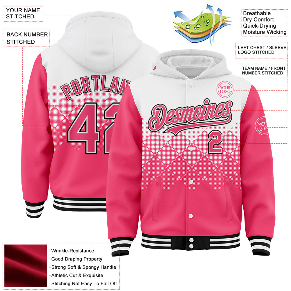 Custom White Neon Pink-Black Gradient Square Shape 3D Pattern Design ...