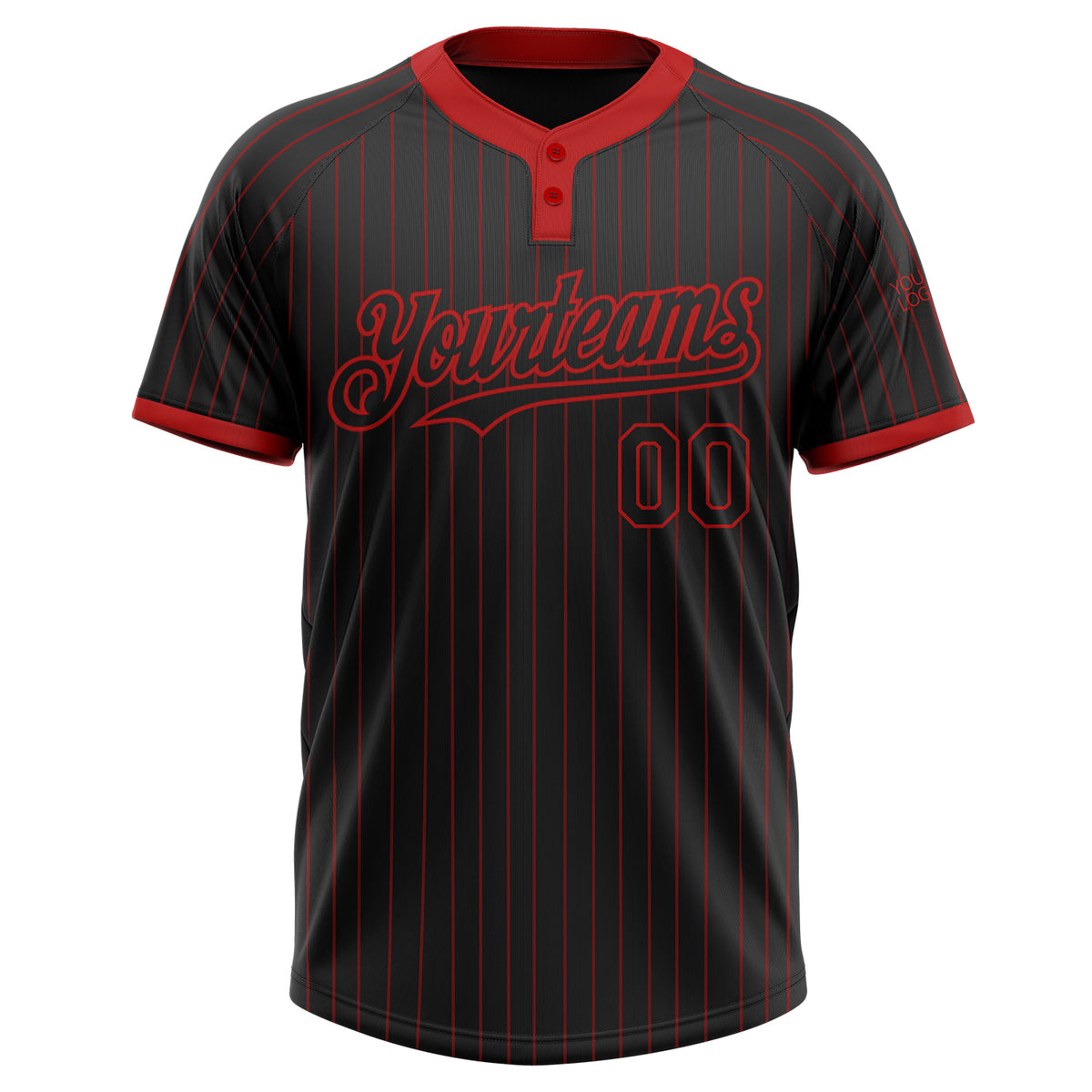 Custom Black Red Pinstripe Red Two-Button Unisex Softball Jersey Sale ...