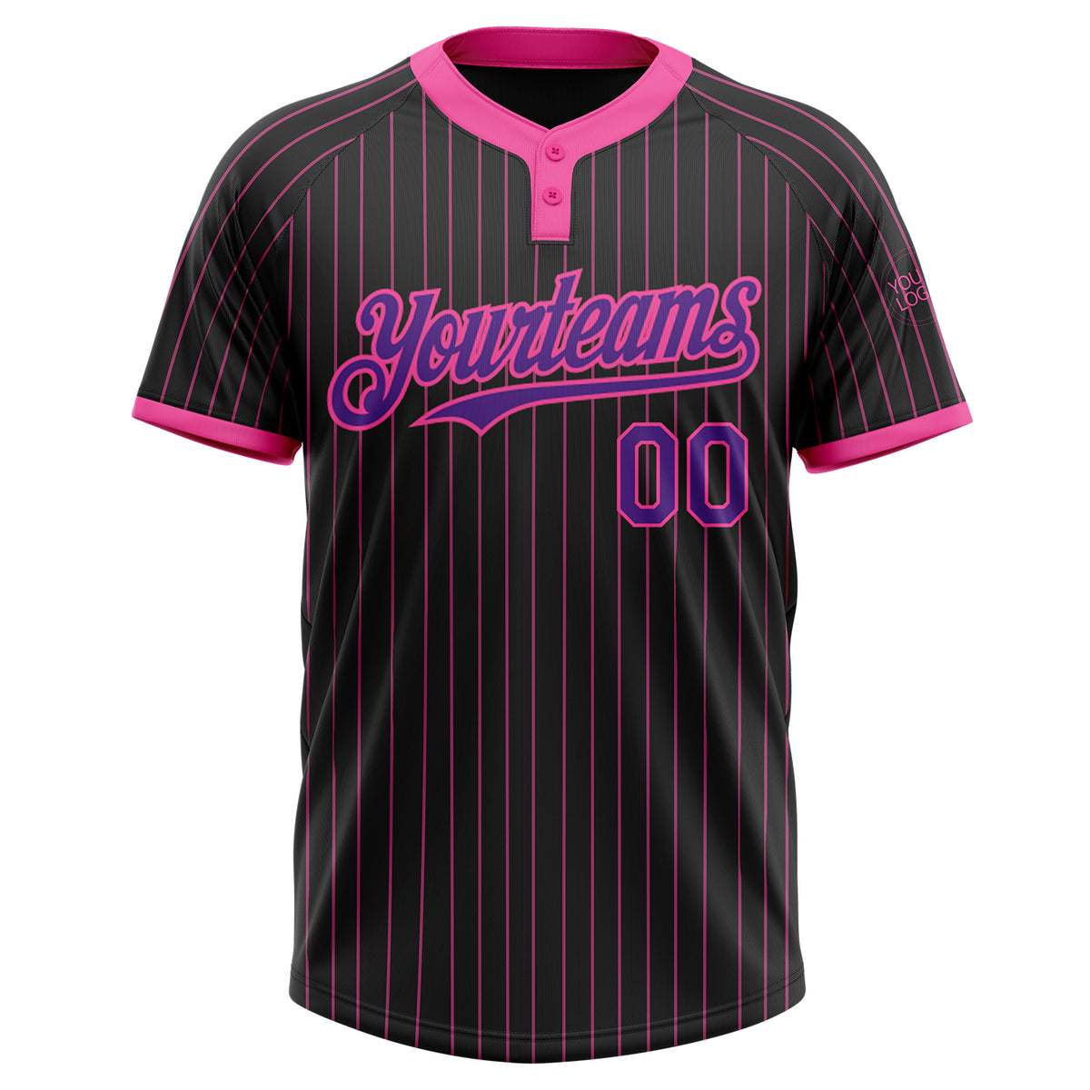 Custom Black Pink Pinstripe Purple Two-Button Unisex Softball Jersey ...