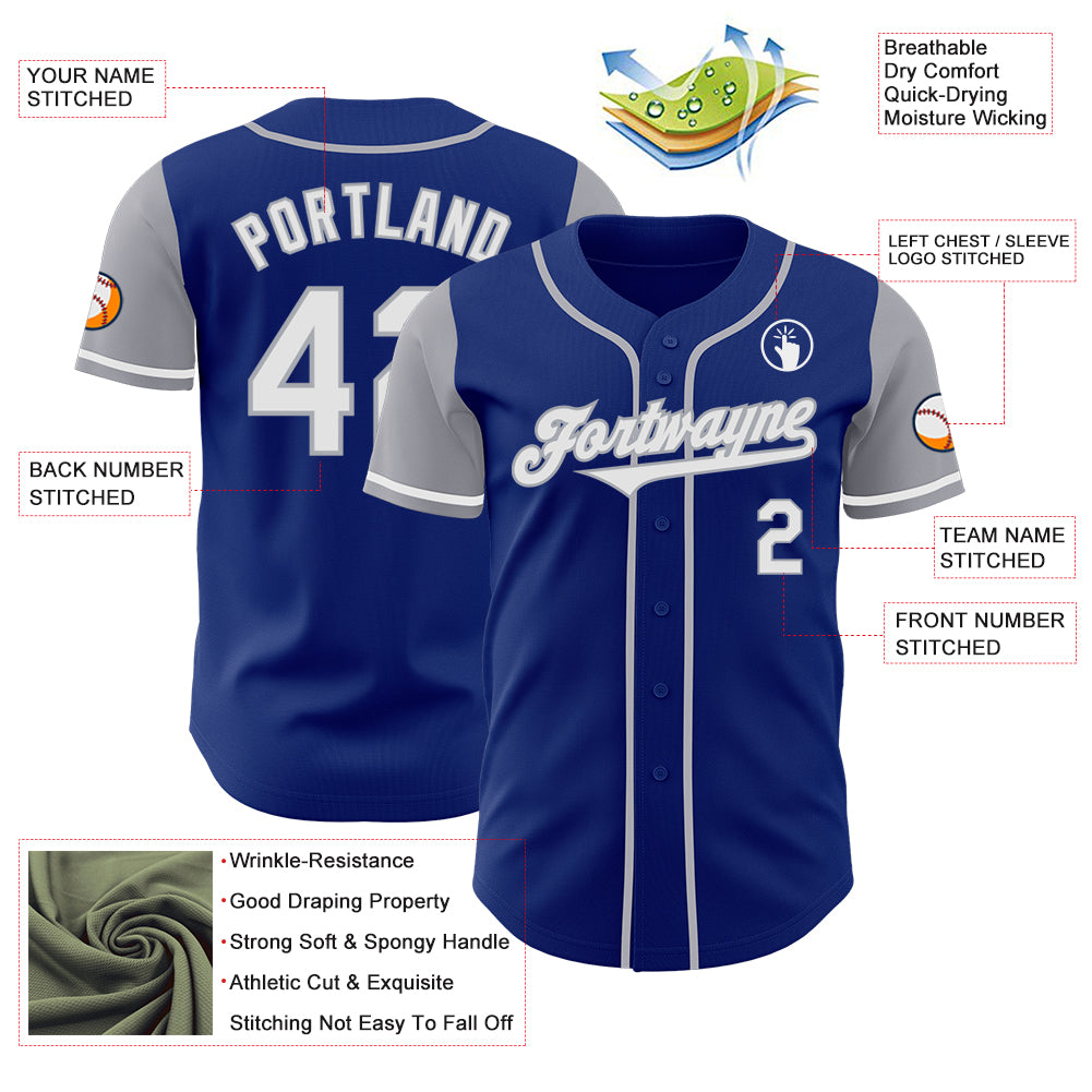 Custom Royal White-Gray Authentic Two Tone Baseball Jersey Sale– Fcustom