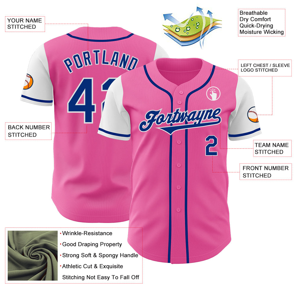 Custom Pink Royal-White Authentic Two Tone Baseball Jersey Sale– Fcustom