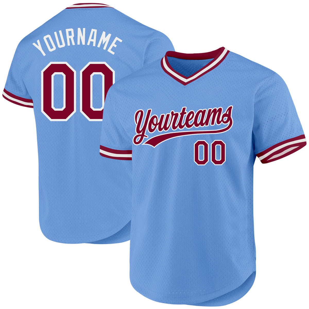 Custom Light Blue Maroon-White Authentic Throwback Baseball Jersey Sale ...