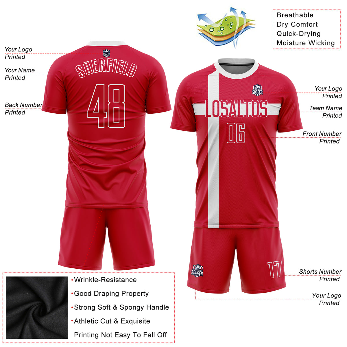Custom Red Red-White Sublimation Danish Flag Soccer Uniform Jersey Sale ...