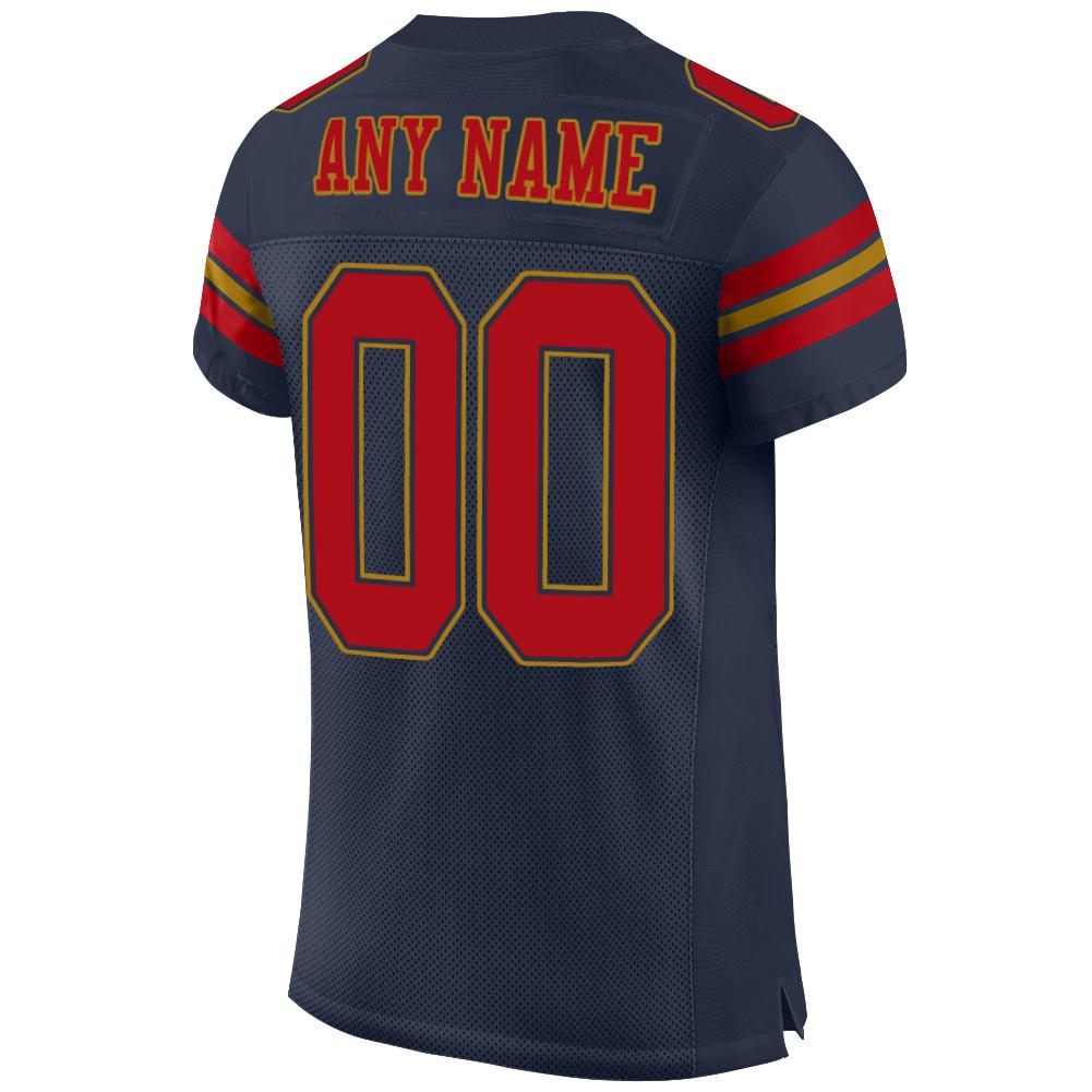 Custom Navy Red-Old Gold Mesh Authentic Football Jersey Sale– Fcustom